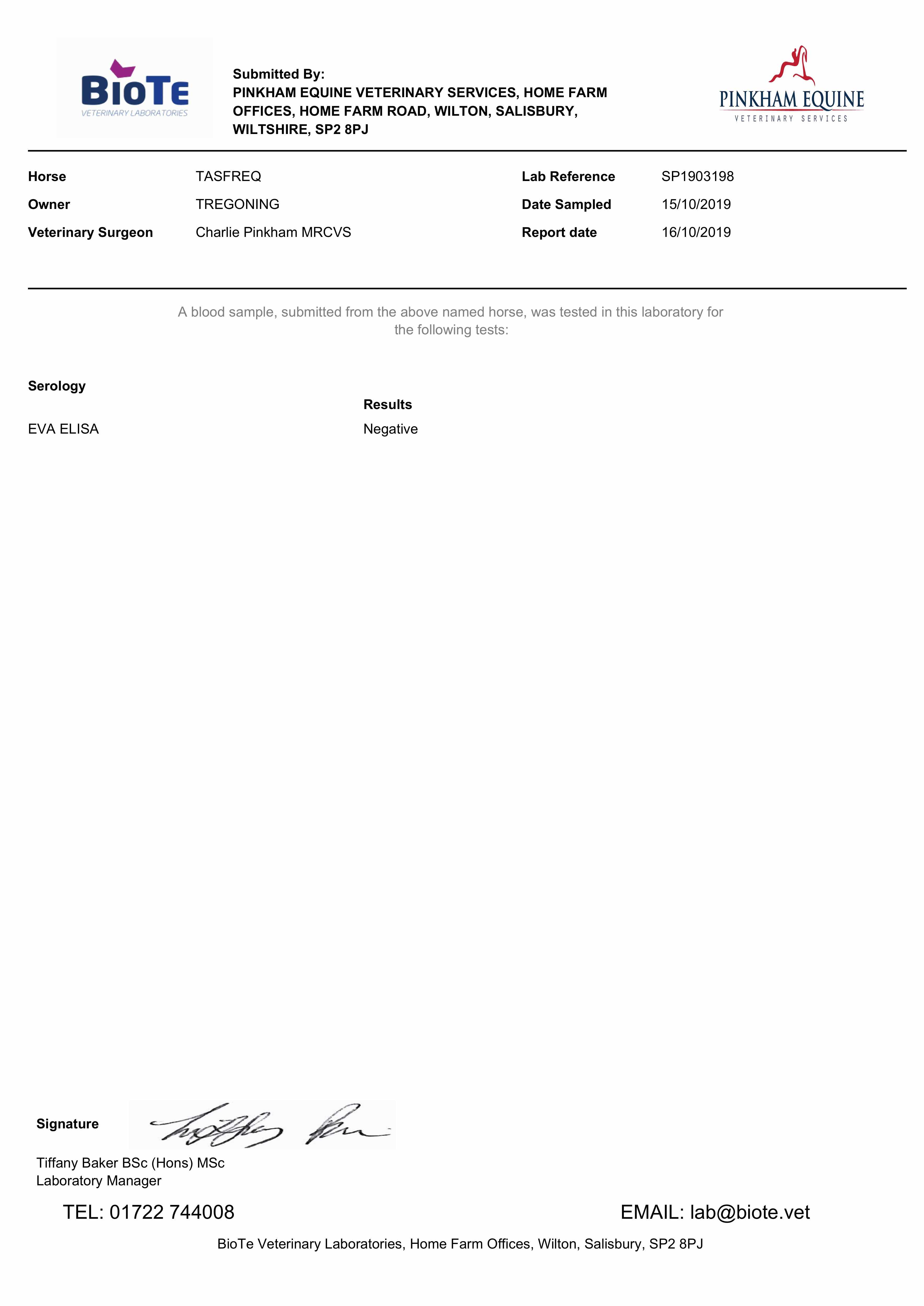 EVA High Risk Certificate