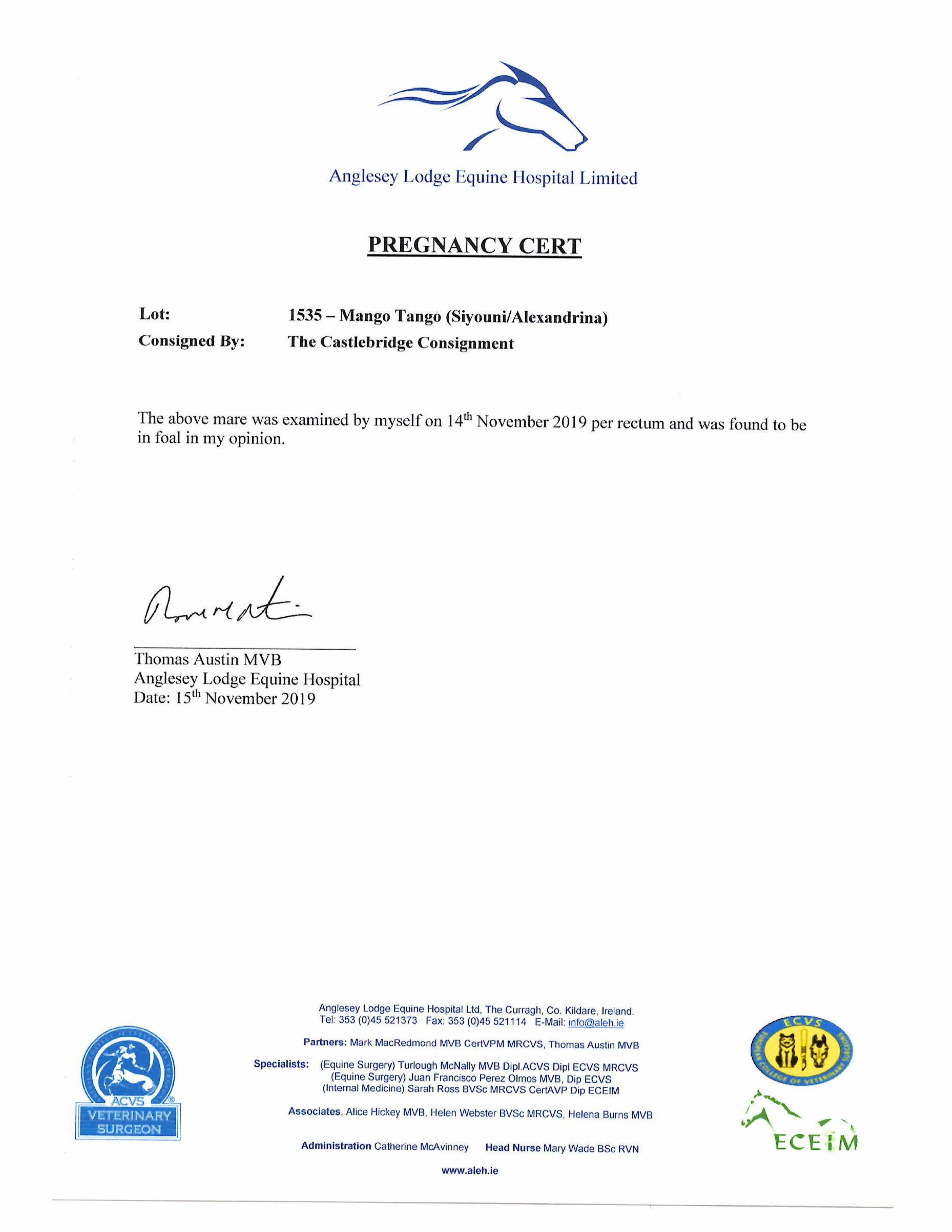 Pregnancy Certificate