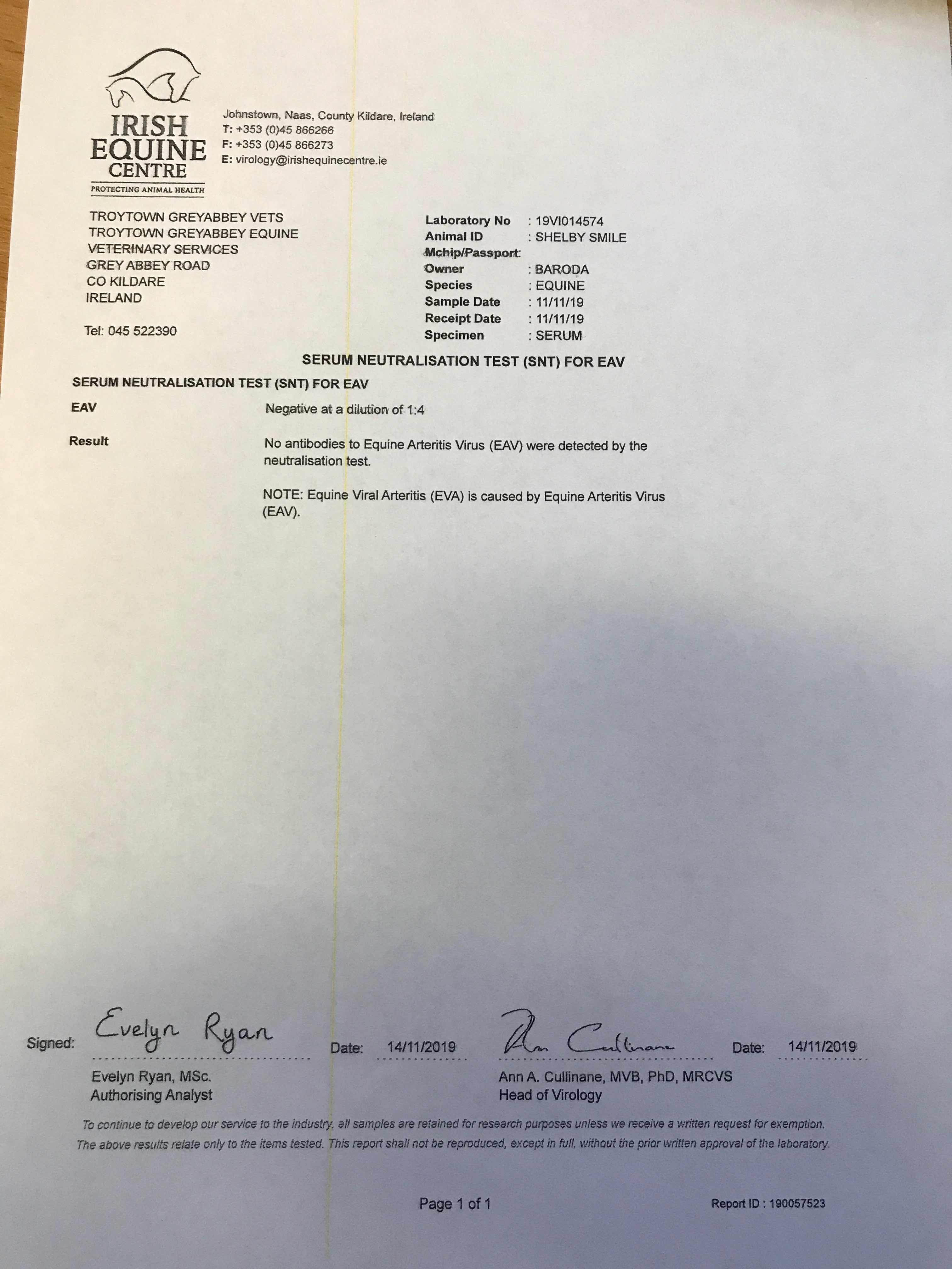 EVA High Risk Certificate