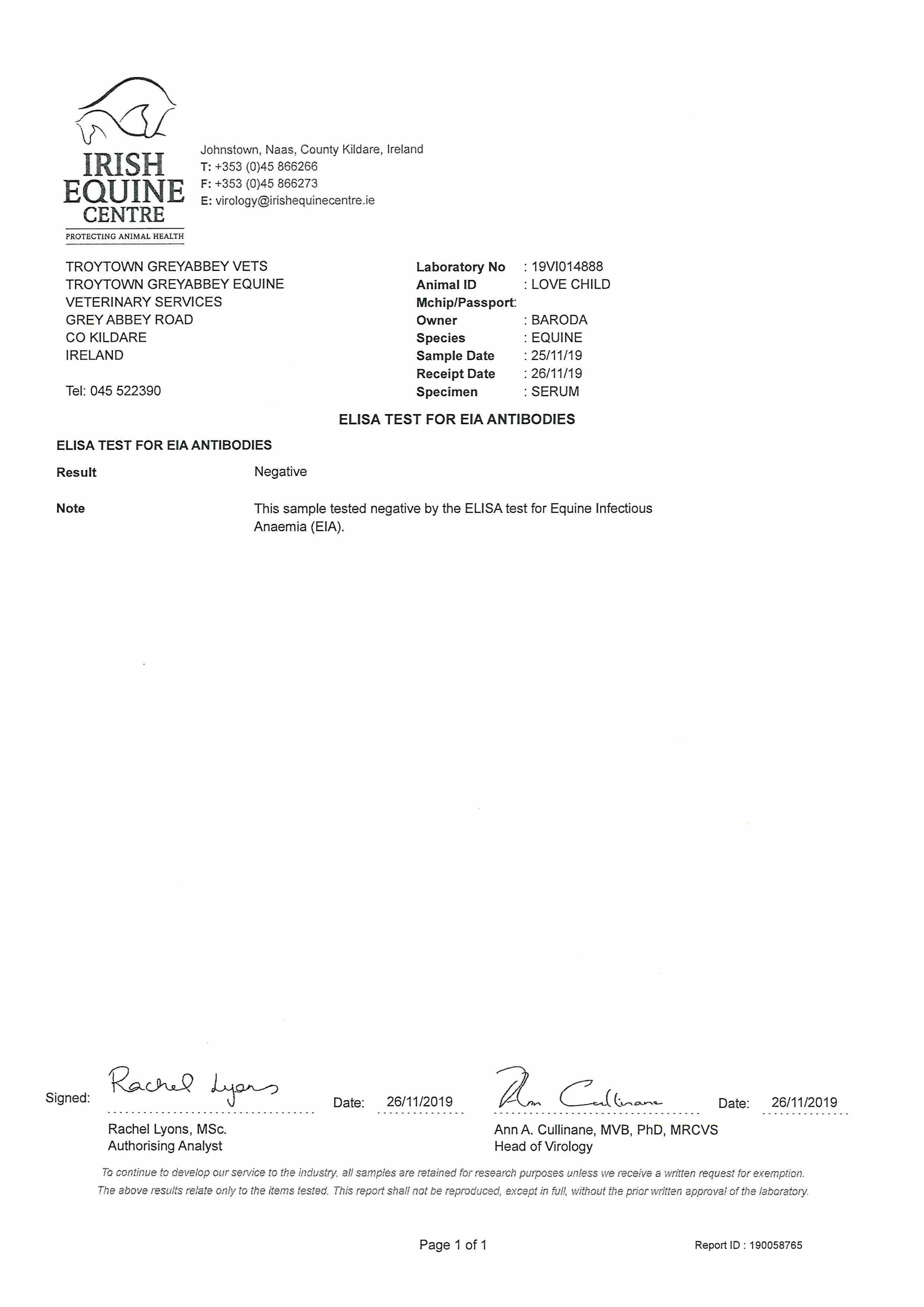 EIA High Risk Certificate